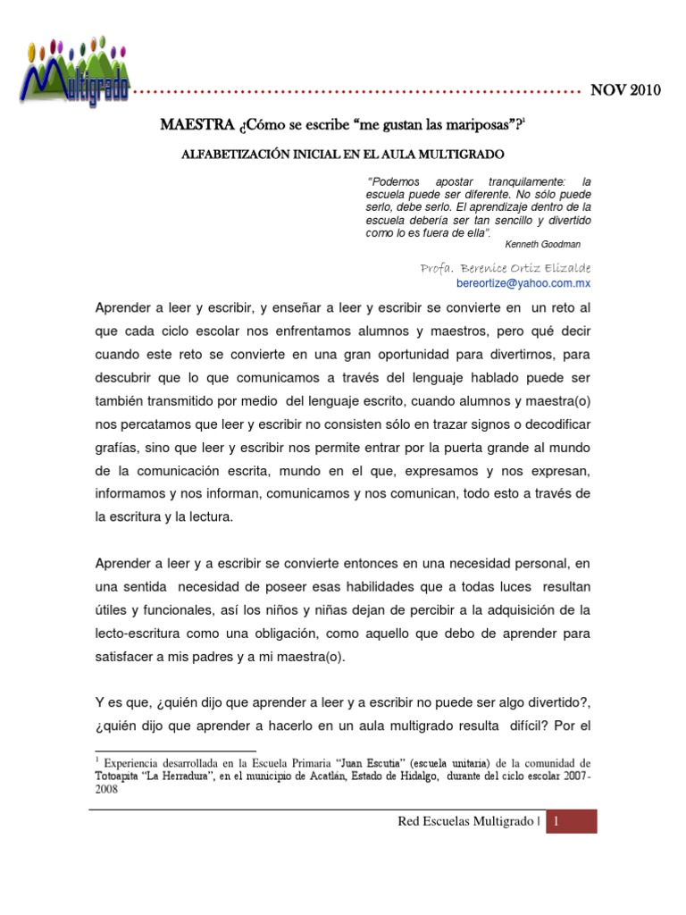 Alfabetización Inicial Multigrado | PDF | Lectura (proceso) | Escritura