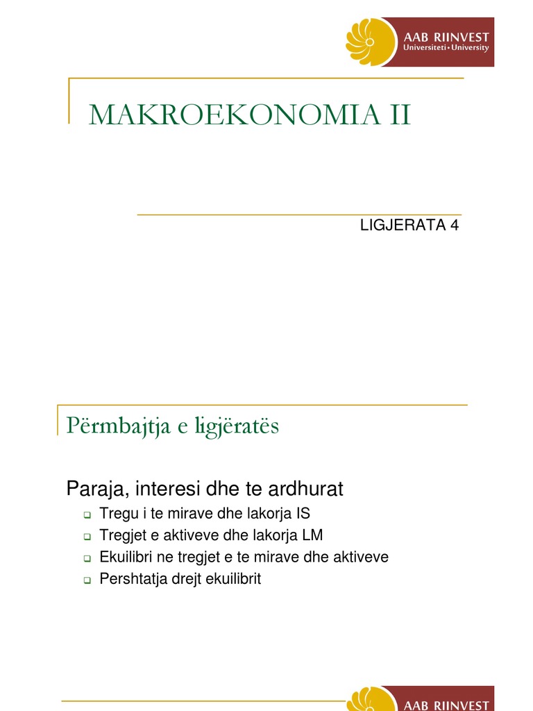 Makroekonomi II Ligjerata 4 | PDF