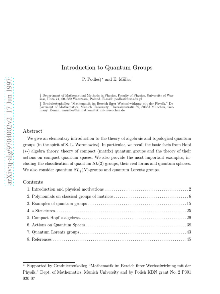 Introduction To Quantum Groups | PDF | Group (Mathematics ...