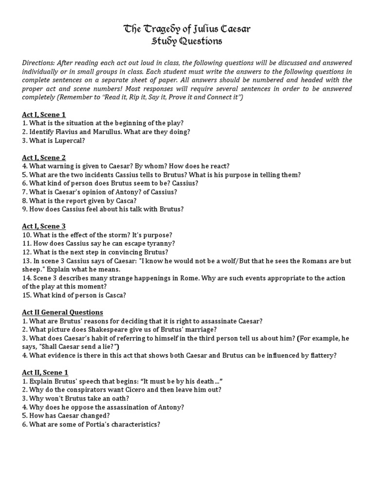 Julius Caesar Questions | PDF | Julius Caesar | Roman Republic