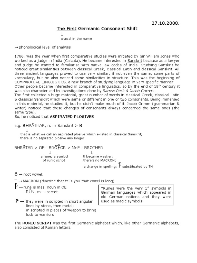 The First Germanic Consonant Shift | PDF | Alphabet | Runes