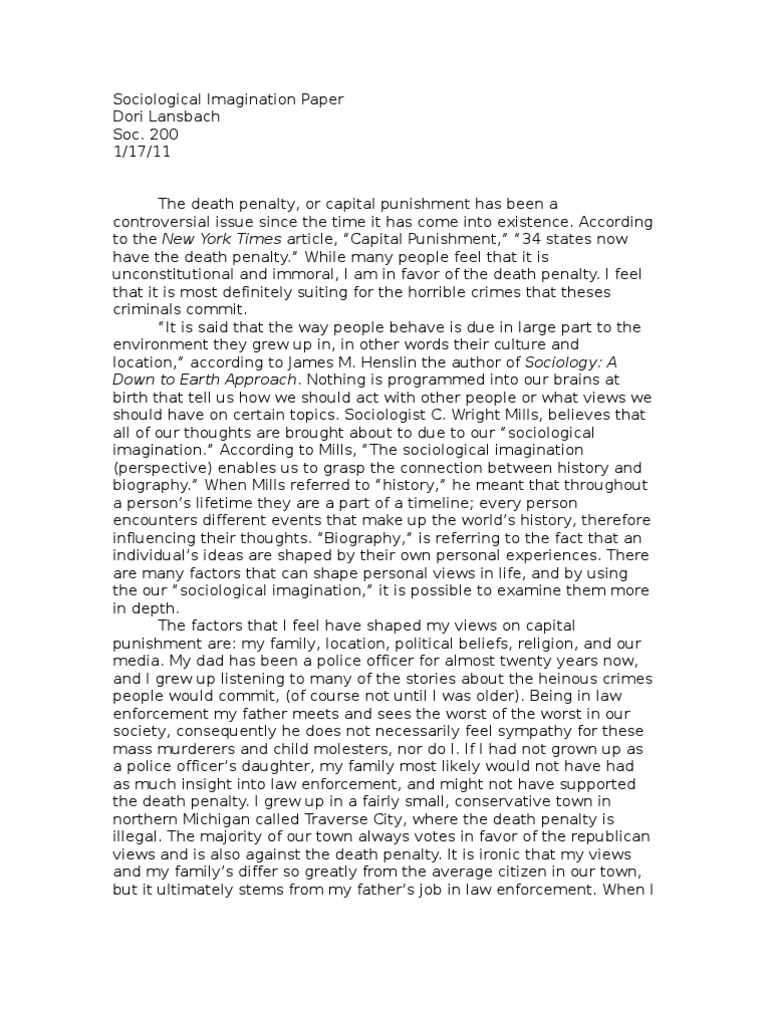 Sociological Views on Death Penalty | PDF | Capital Punishment | Crime ...