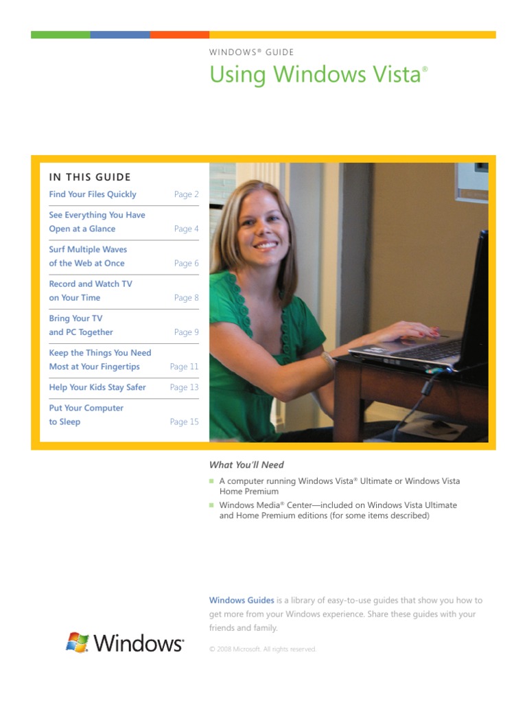 Using Windows Vista: in This Guide | Download Free PDF | Microsoft ...