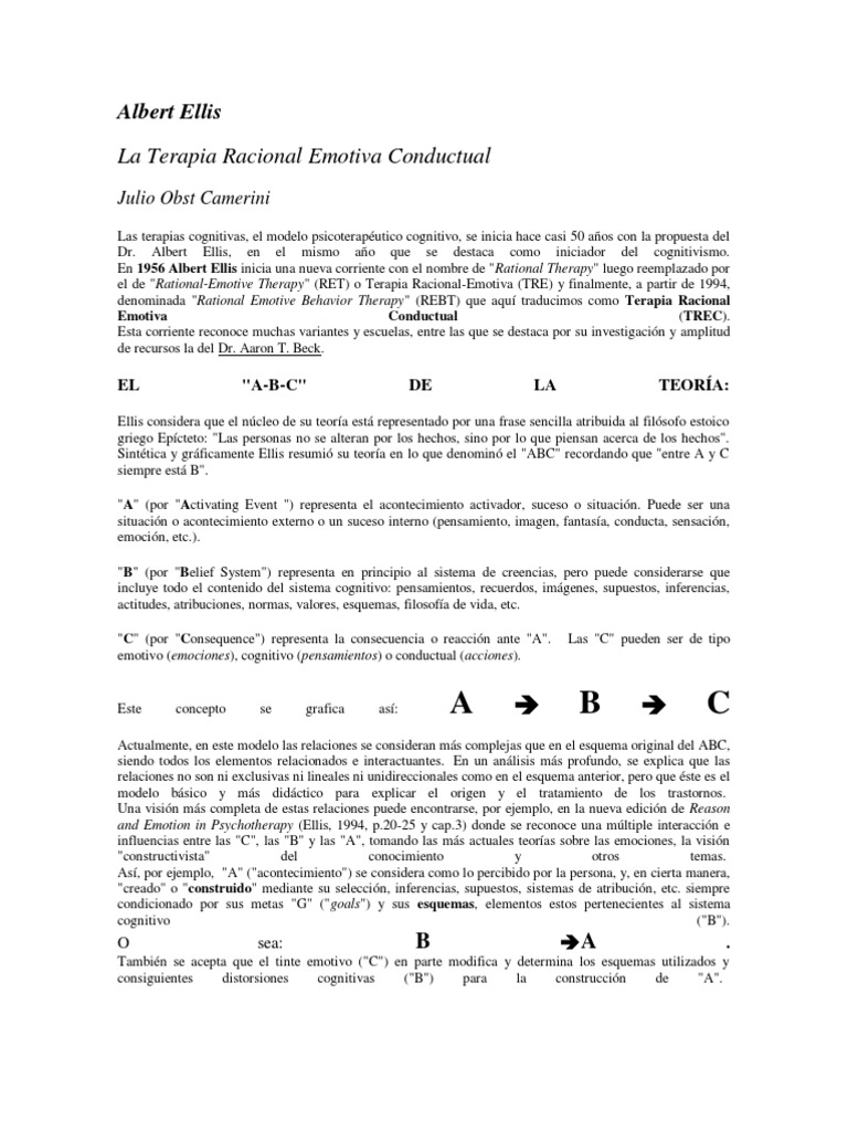 La TRE de Albert Ellis | PDF | Terapia racional de comportamiento ...