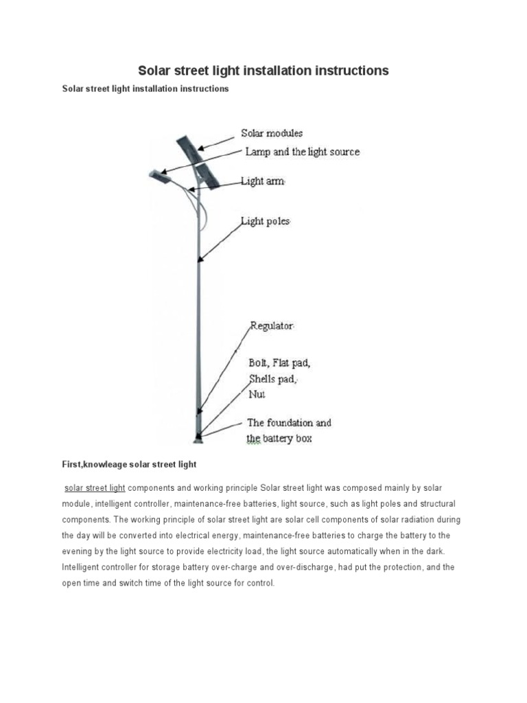 Solar Street Light Installation | Download Free PDF | Street Light | Sun