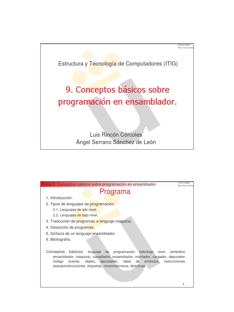 Tema9 Conceptos Basicos Ensamblador | PDF | Lenguaje ensamblador ...