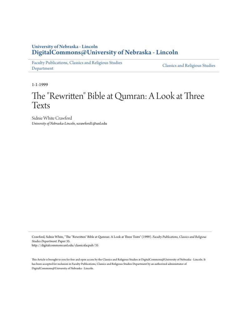 The Rewritten Bible at Qumran | PDF | Rebecca | Bible