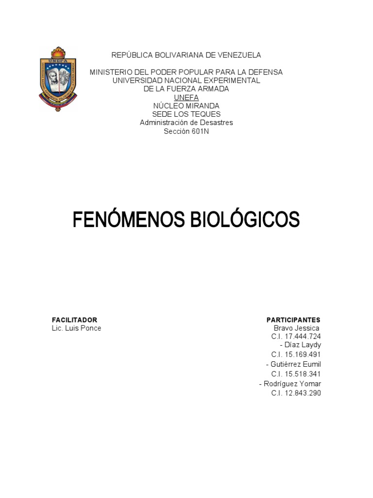 Unidad I Fenomenos Biologicos Revisadomod | PDF | Desastres naturales ...