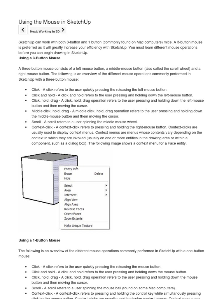 Using The Mouse in Sketchup | PDF | Button (Computing) | Rectangle