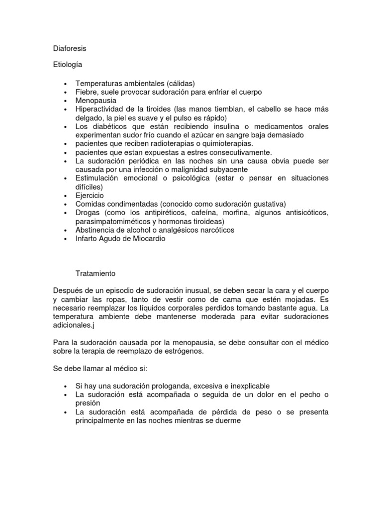 Diaforesis Etiologia y Tratamiento | PDF