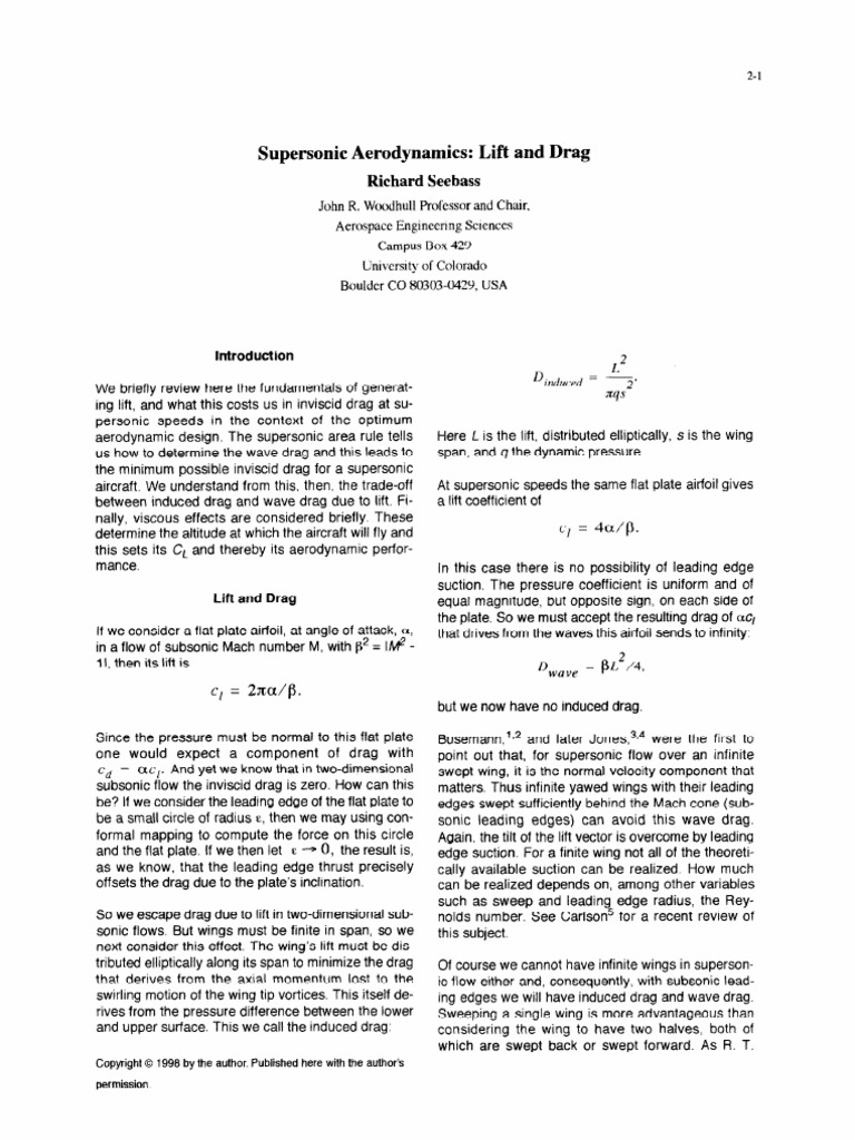 Supersonic A Lift and Drag | PDF | Drag (Physics) | Aerodynamics