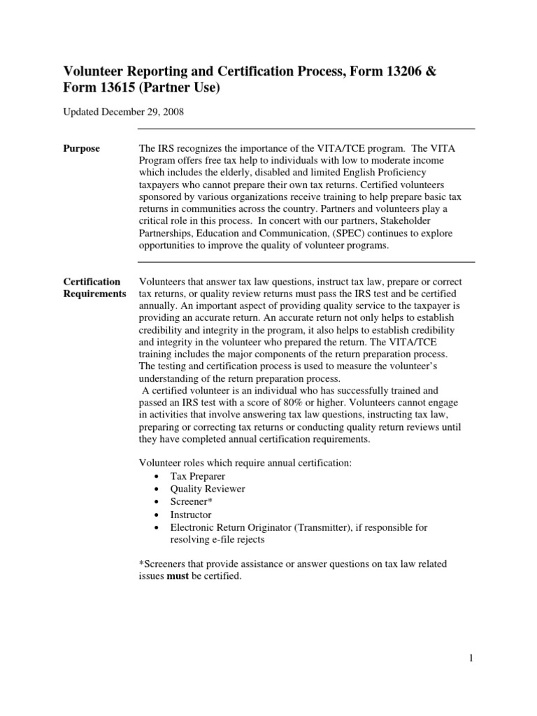 VITA/TCE Volunteer Certification Guide | PDF | Internal Revenue Service ...
