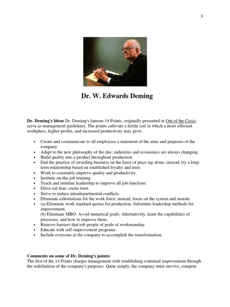 Deming's 14 Points for Quality Management | PDF | Quality Management ...