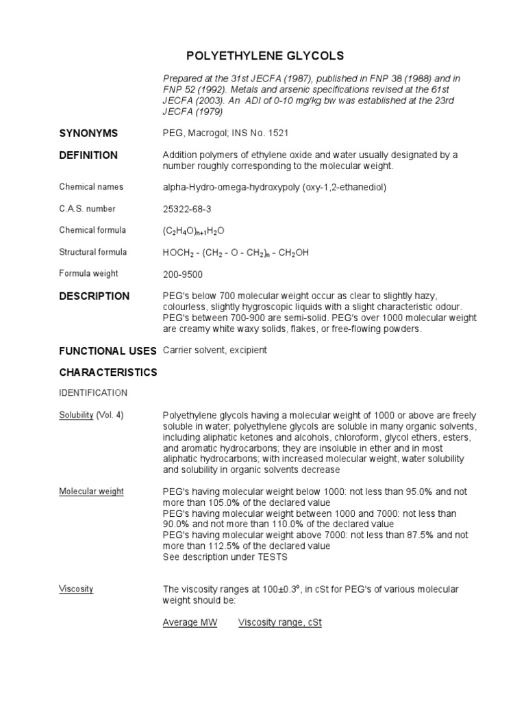 Peg | PDF | Polyethylene Glycol | Gas Chromatography