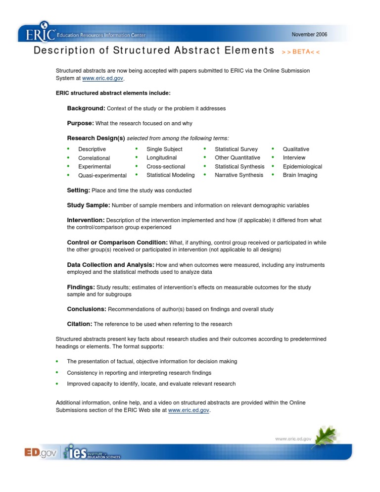 ERIC Structured Abstract Guidelines | PDF