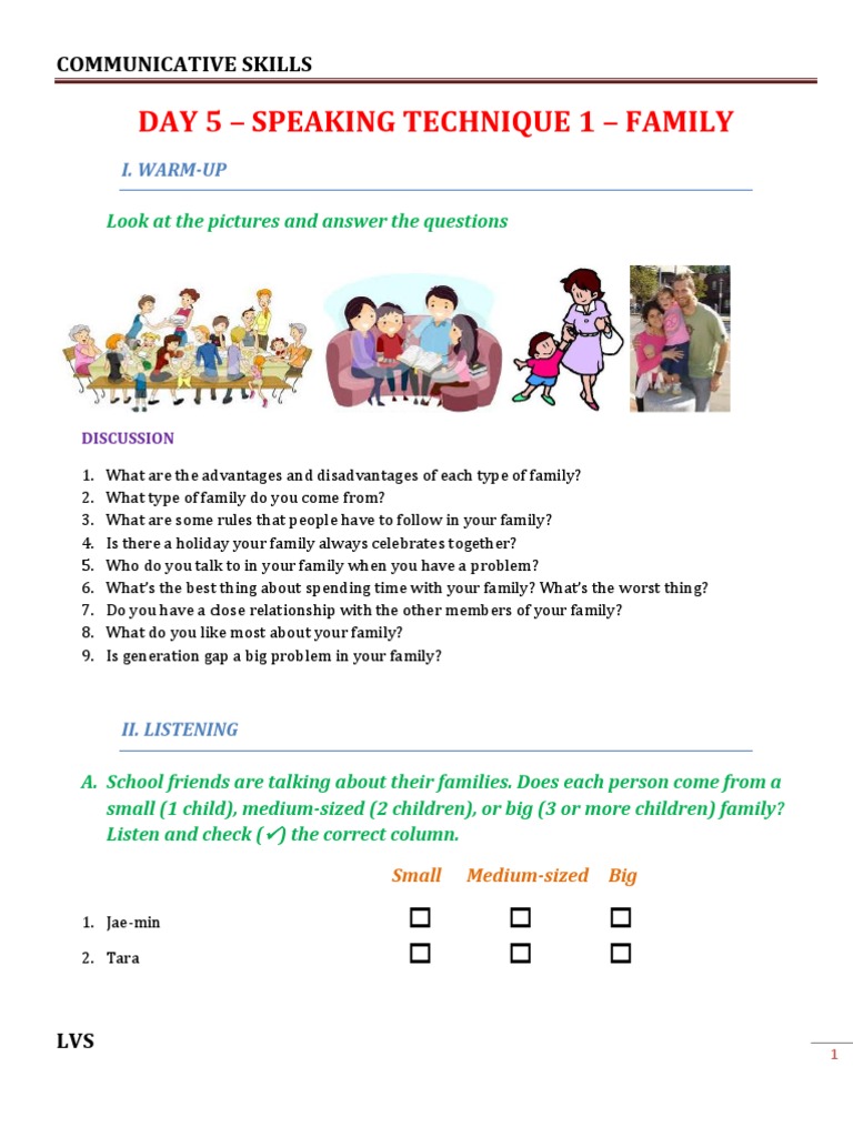 Day 5 - Speaking Technique 1 - Family | PDF | Career & Growth ...