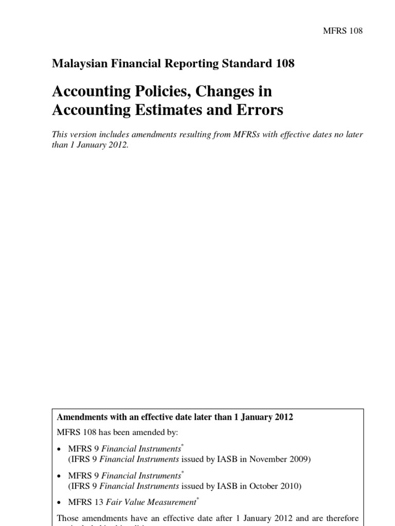 MFRS 108 | PDF | International Financial Reporting Standards ...