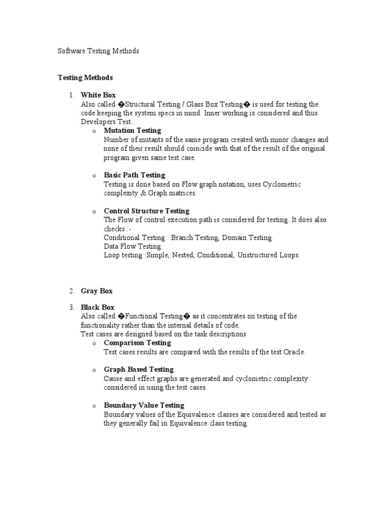 Software Testing Methods | Download Free PDF | Software Testing | Web ...