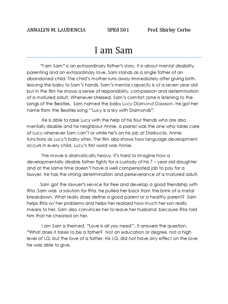 "I Am Sam" Film Analysis | PDF