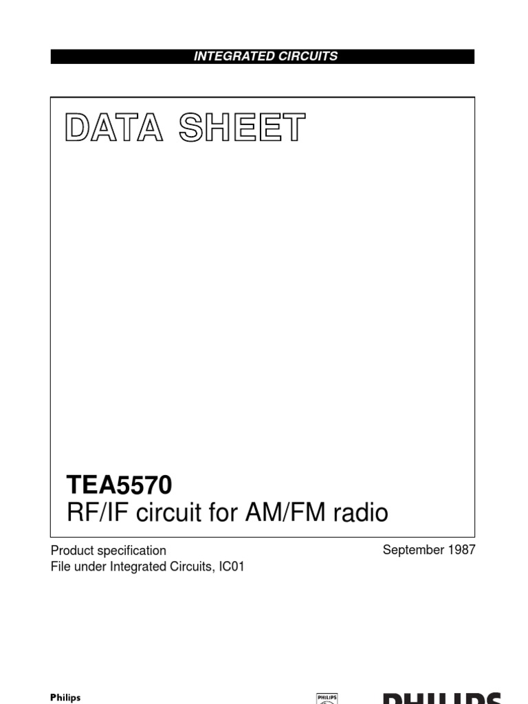 Tea5570 Philips Data Sheet | PDF | Detector (Radio) | Frequency Modulation