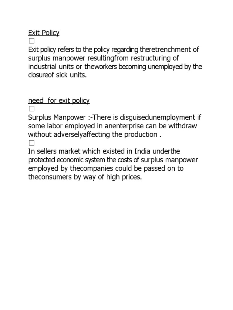 Exit Policy | PDF | Macroeconomics | Economics