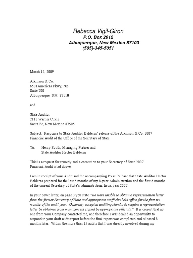 Vigil-Giron Baldeas Letter | PDF | Government | Public Sphere