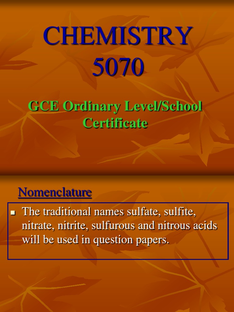 CHEMISTRY 2005 For Students | PDF | Nitrite | Definition