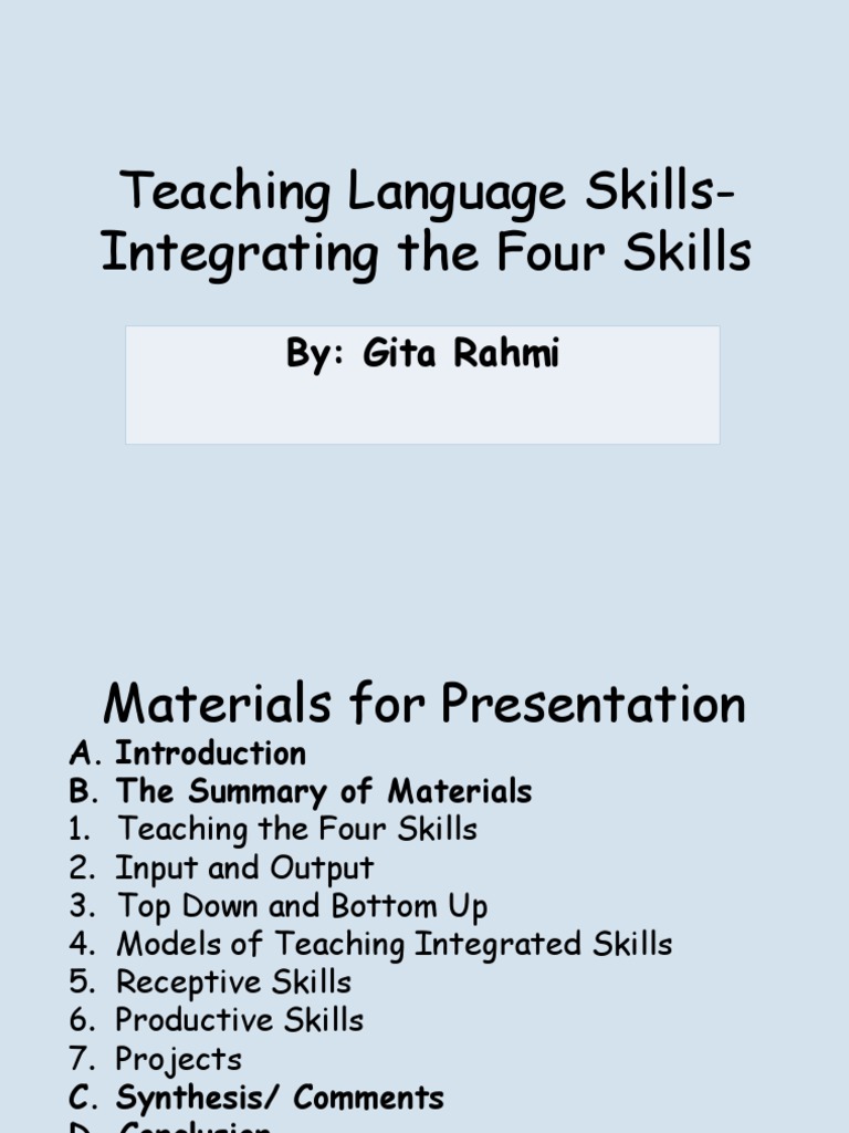 Teaching Language Skills - Intergrating The Four Skills | PDF | Reading ...