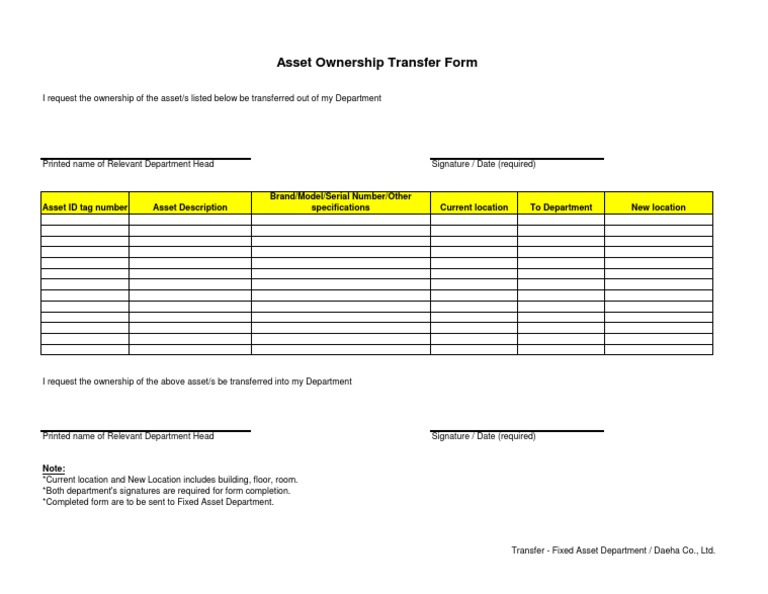 Asset Transfer Form | Download Free PDF | Business