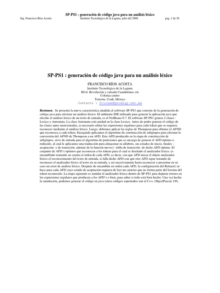 Generacion Codigo Java Analisis Lexico | PDF | Entorno de desarrollo ...