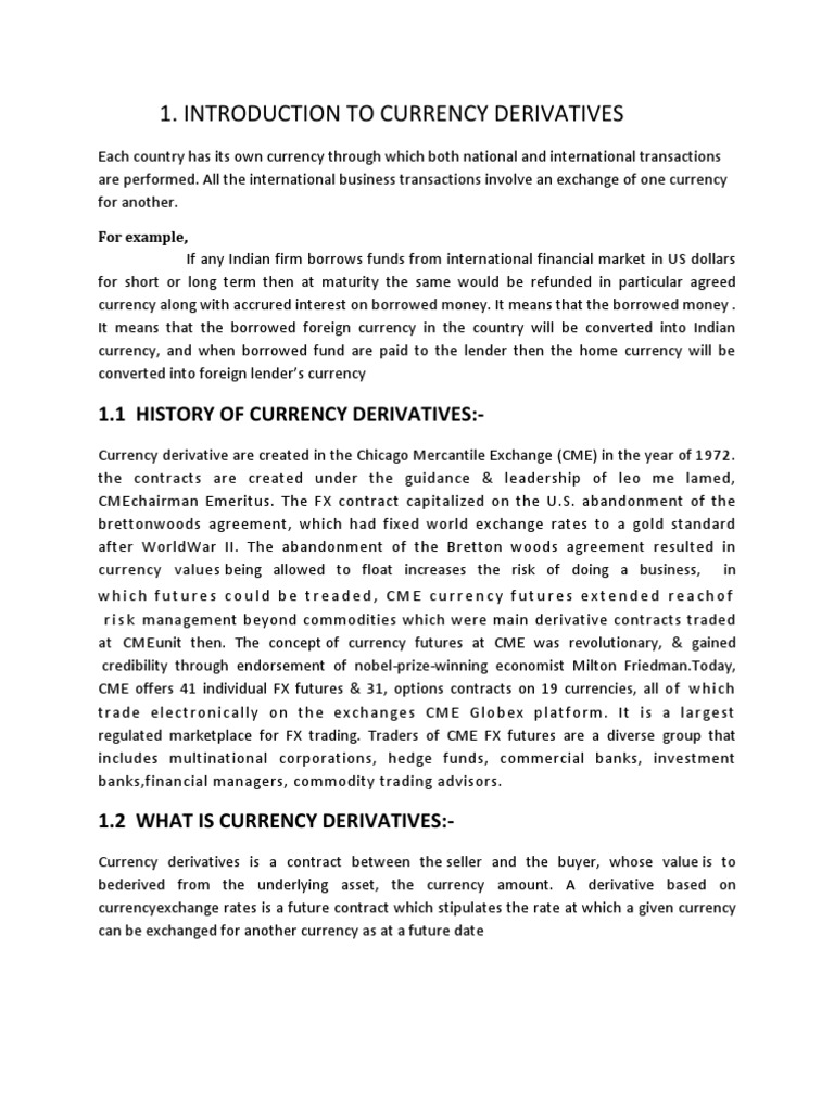 Introduction To Currency Derivatives | PDF | Foreign Exchange Market ...