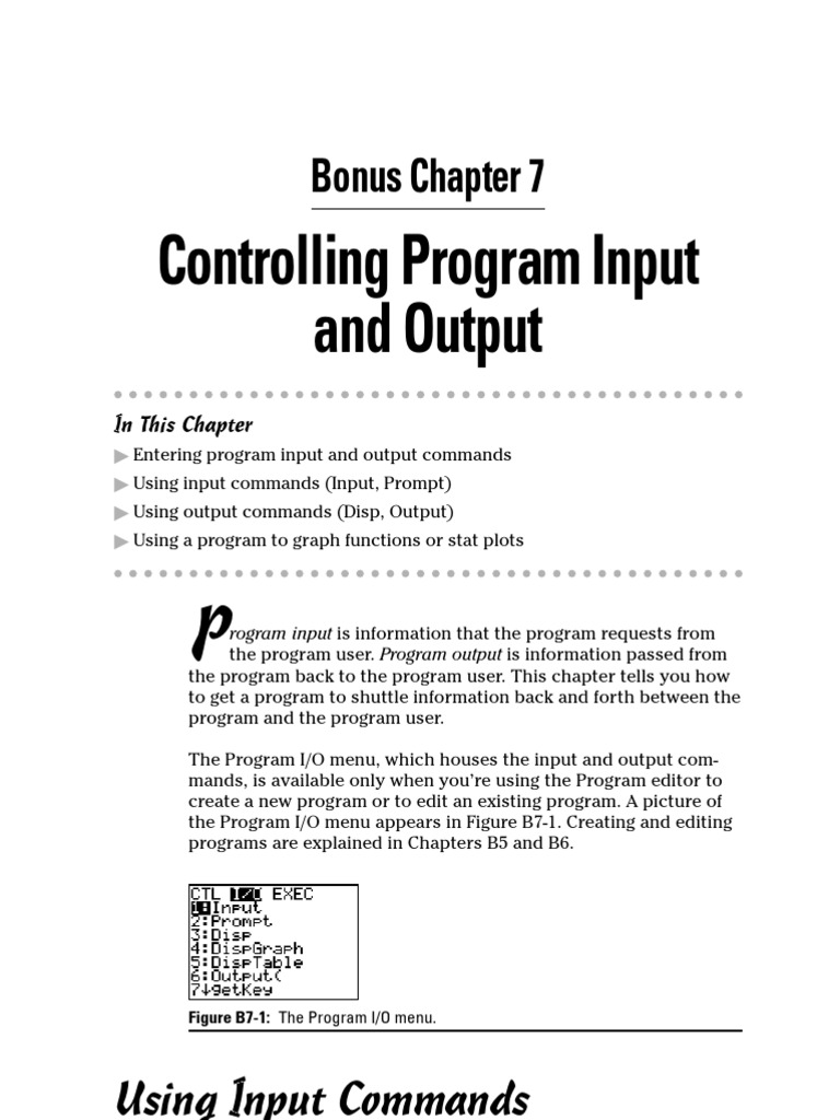 Controlling Program Input and Output: Bonus Chapter 7 | PDF | Function ... Controlling Program Input and Output: Bonus Chapter 7 | PDF | Function ...