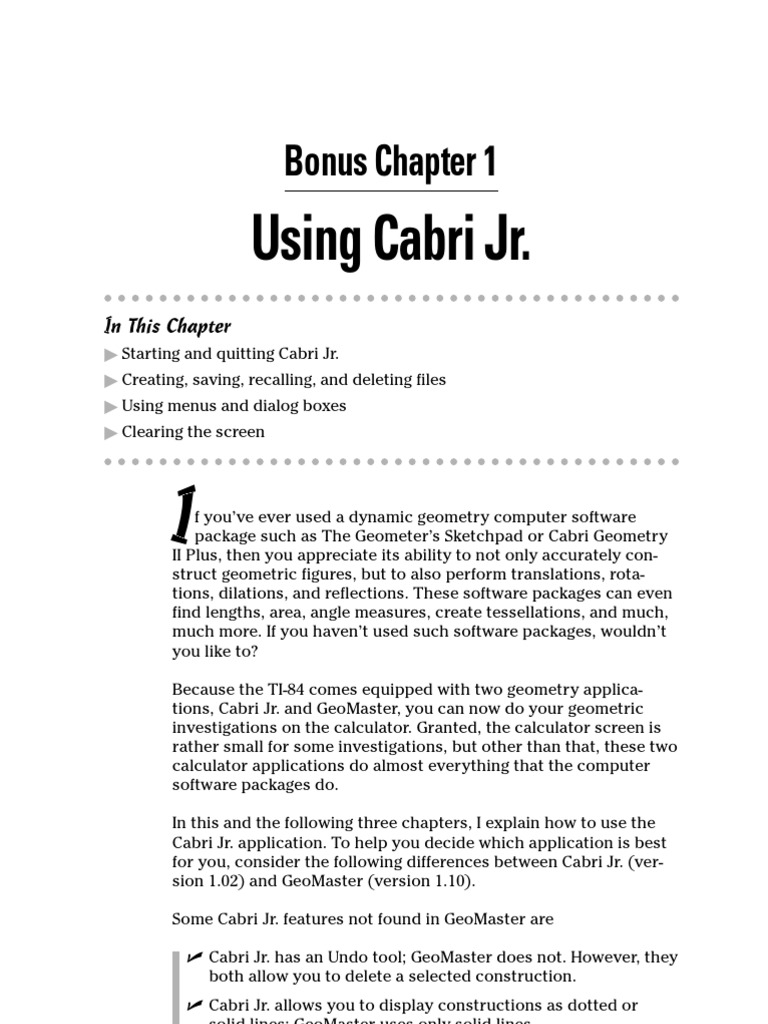 Chapter01 - Using Cabri Jr. | PDF | Menu (Computing) | Geometry