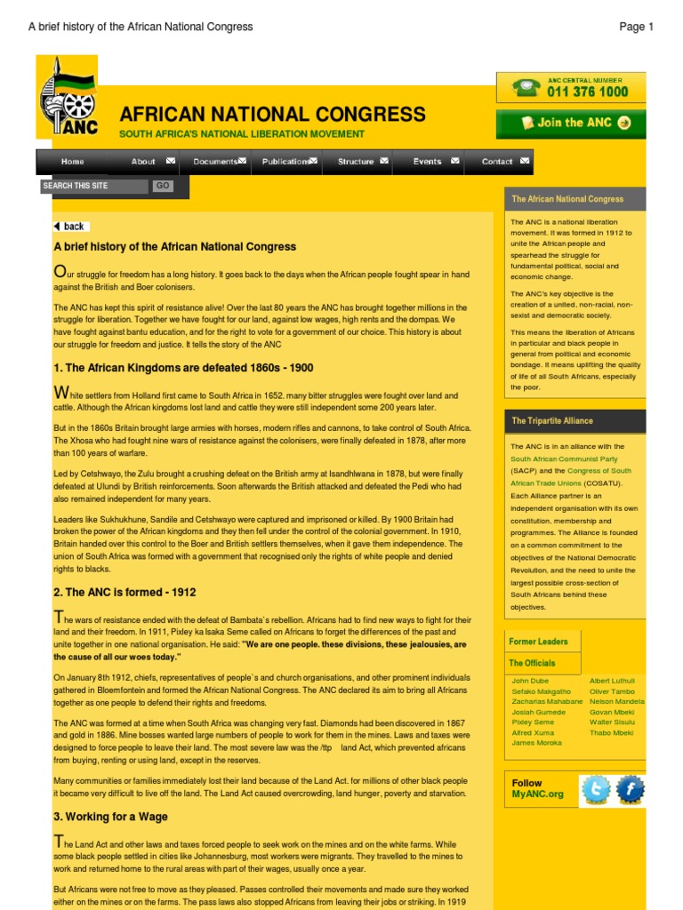 History of the African National Congress | PDF | African National ...