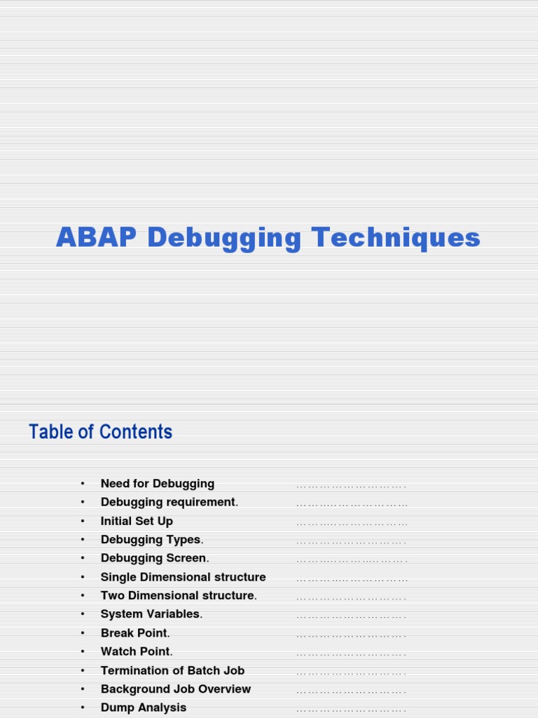 ABAP Debugging Techniques PDF | PDF