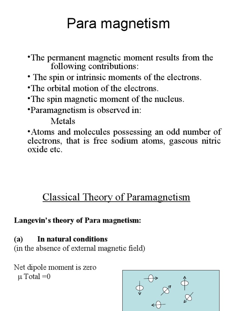 Para Magnetism PDF Ferromagnetism Magnetism