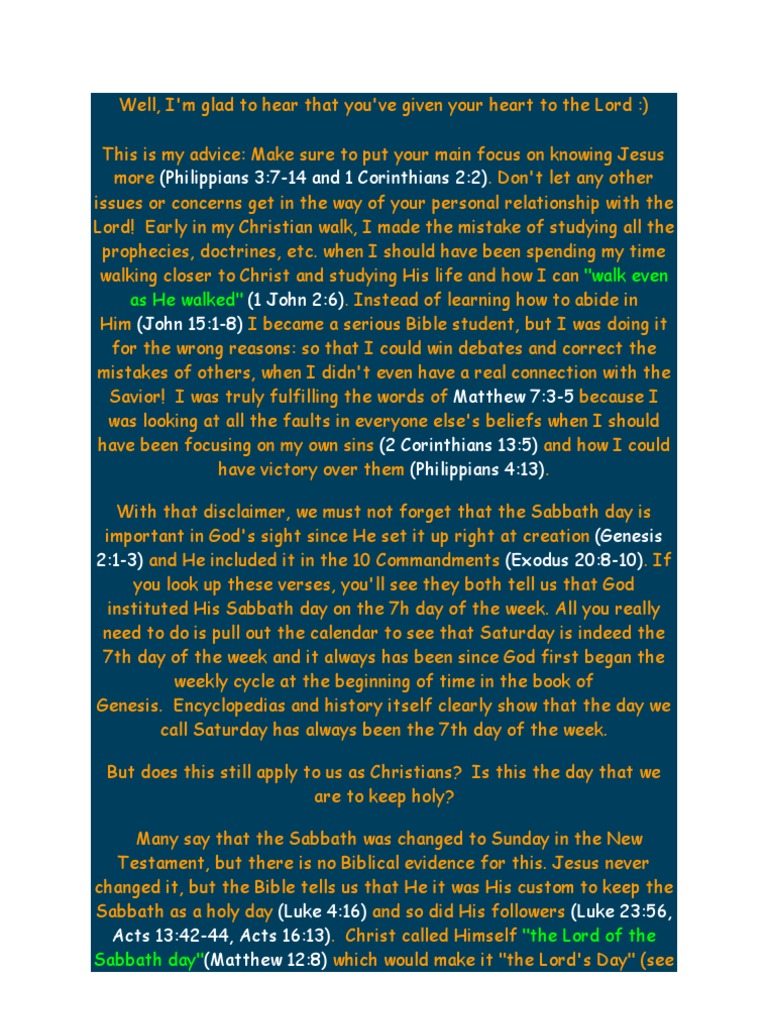 Keeping the Sabbath: A Biblical Look at Saturday vs Sunday | PDF ...