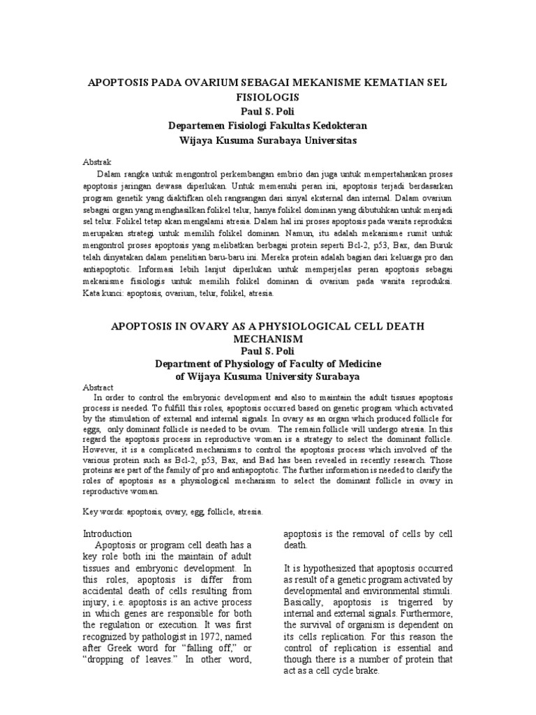 Apoptosis Pada Ovarium Sebagai Mekanisme Kematian Sel Fisiologis | PDF ... Apoptosis Pada Ovarium Sebagai Mekanisme Kematian Sel Fisiologis | PDF ...