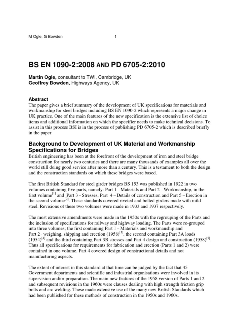 BS en 1090-2 - 2008 and PD 6705-2 - 2010 | PDF | Specification (Technical Standard) | Fatigue ...