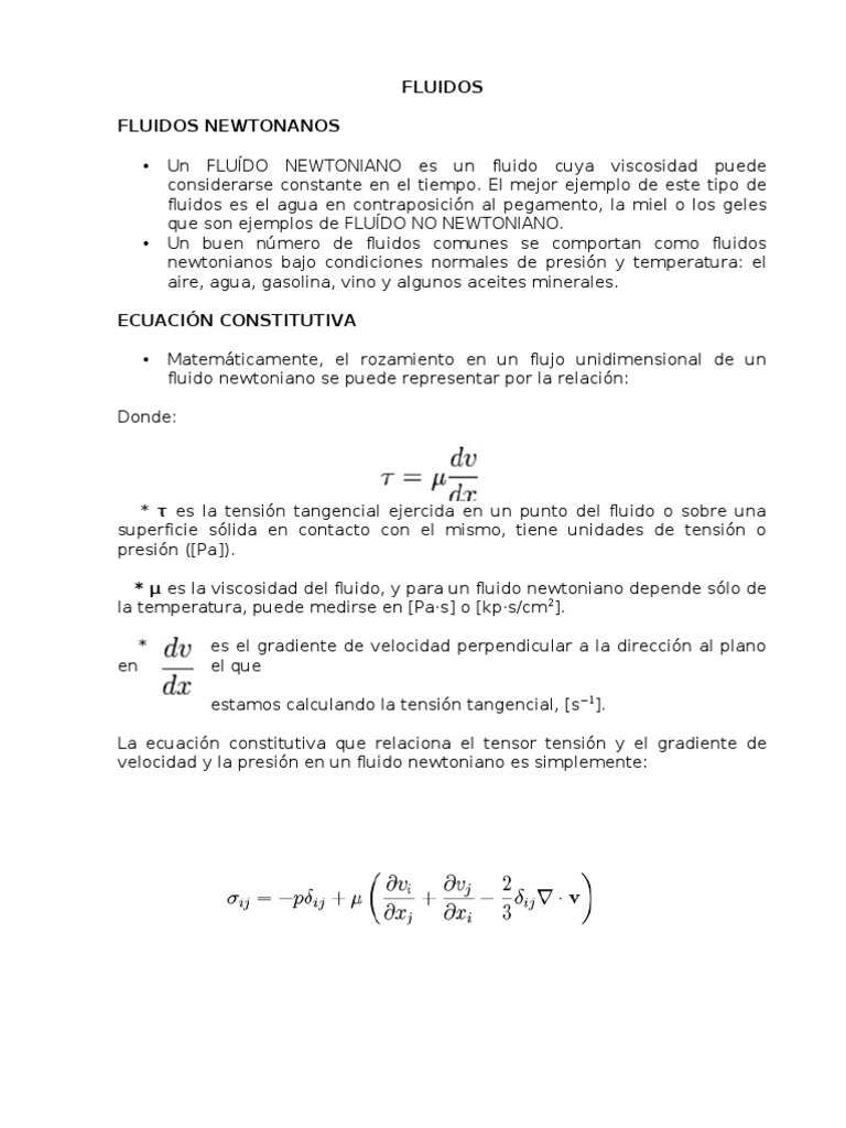 Fluidos Newtonianos y No Newtonianos | PDF | Viscosidad | Fluido
