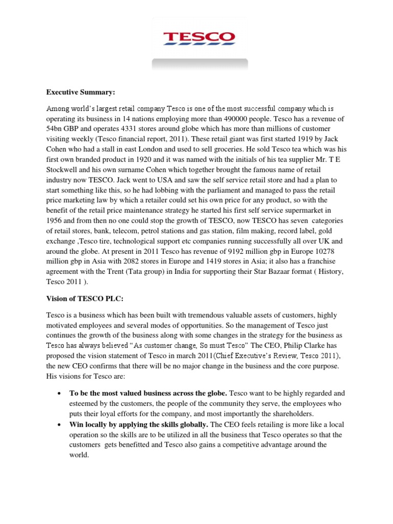 Tesco Strategic Management in UK | PDF | Tesco | Strategic Management