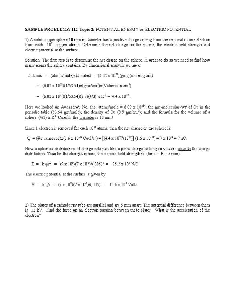 Potential Energy & Electric Potential | PDF | Electronvolt | Electron
