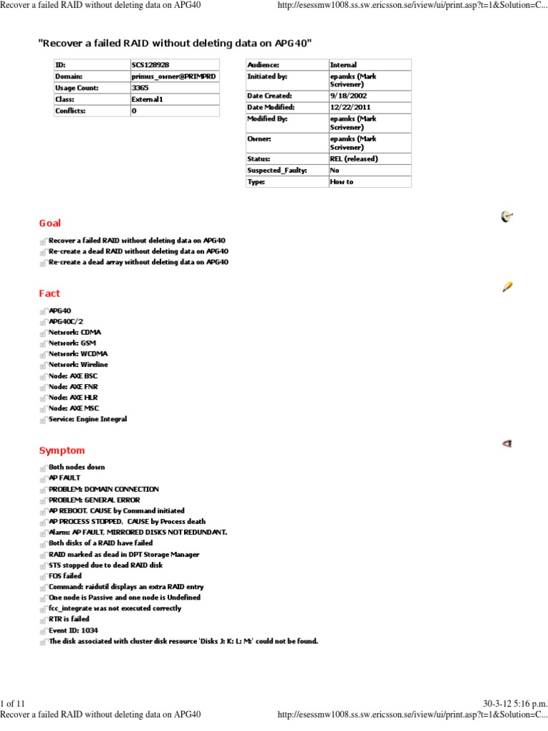 RAID Recovery for APG40 Users | PDF | Computer Cluster | Disk Storage