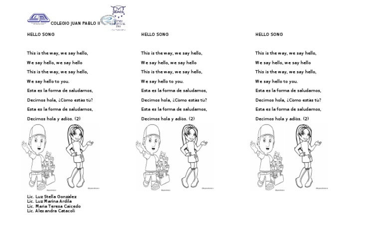 Canción de saludo en el colegio | PDF