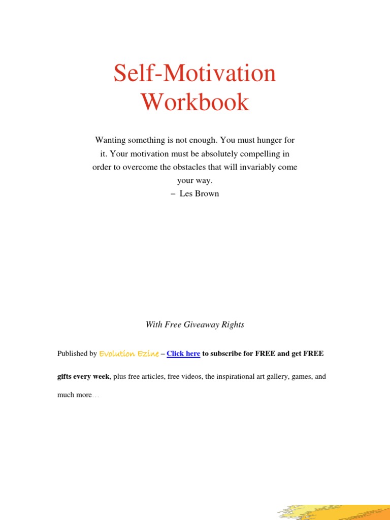 Self Motivation Workbook | PDF | Pleasure | Motivation