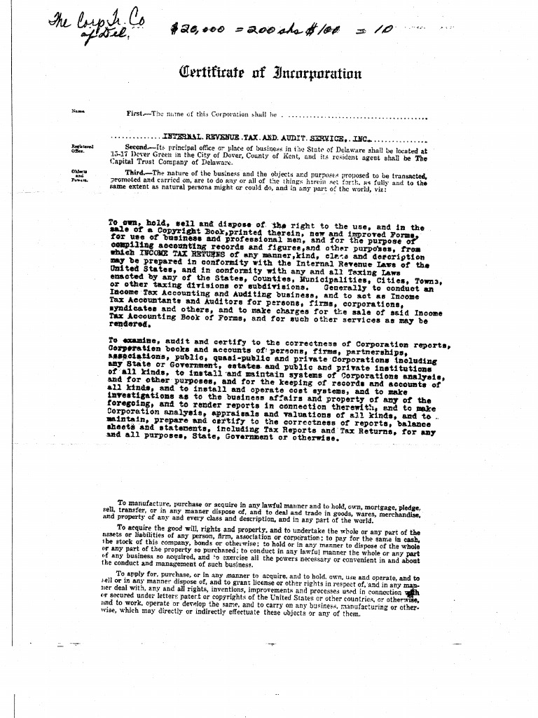 IRS Certificate of Incorporation | PDF