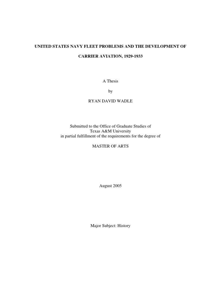 United States Navy Fleet Problems and The Development of Carrier ...