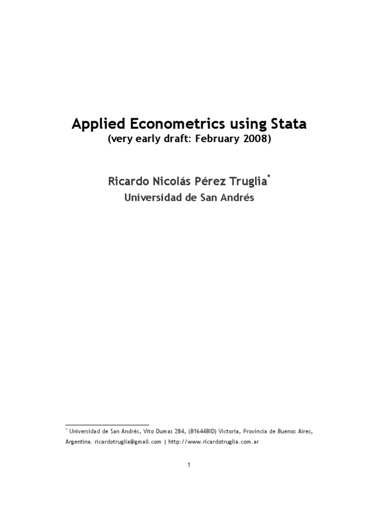 Applied Econometrics Using Stata | PDF | Errors And Residuals | Regression Analysis