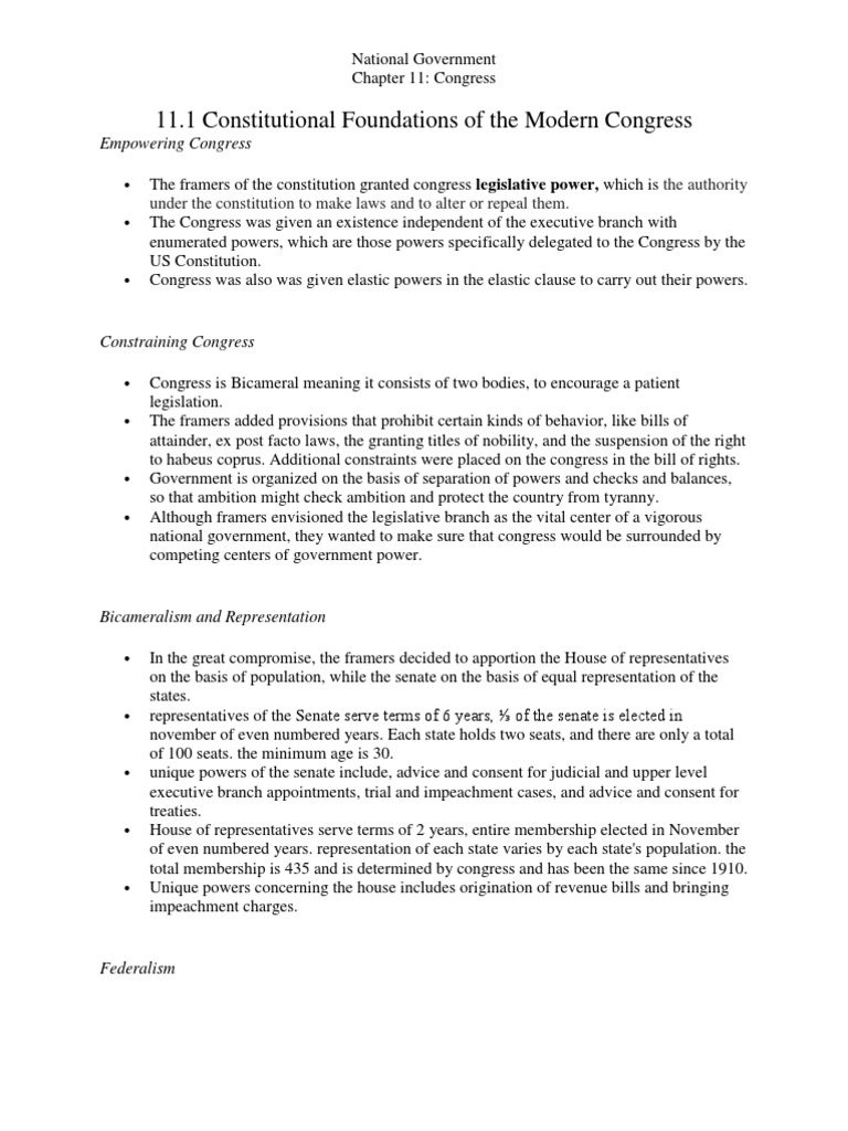 National Government - Chapter 11 - Congress | PDF | United States ...