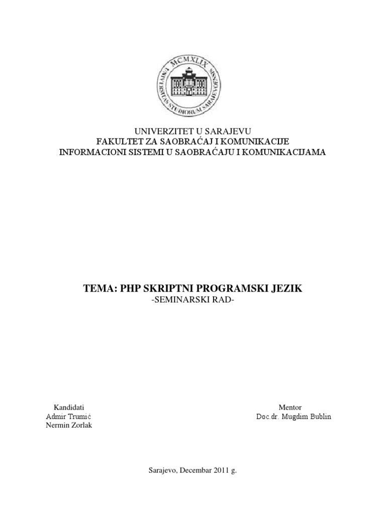 PHP Skriptni Programski Jezik | PDF